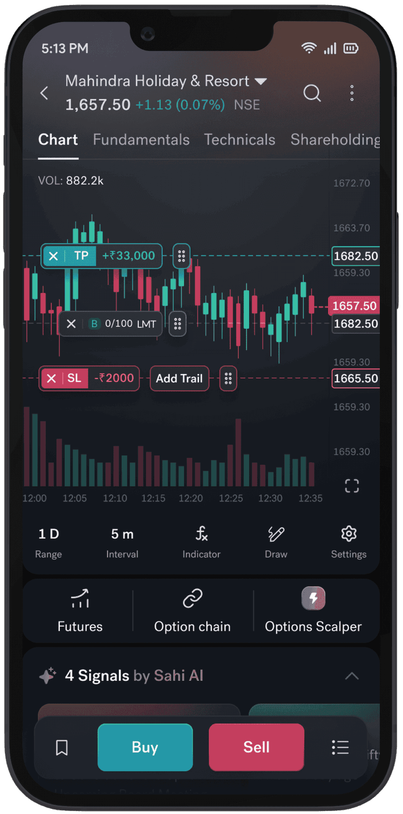 Intraday & delivery stocks trading on Sahi
