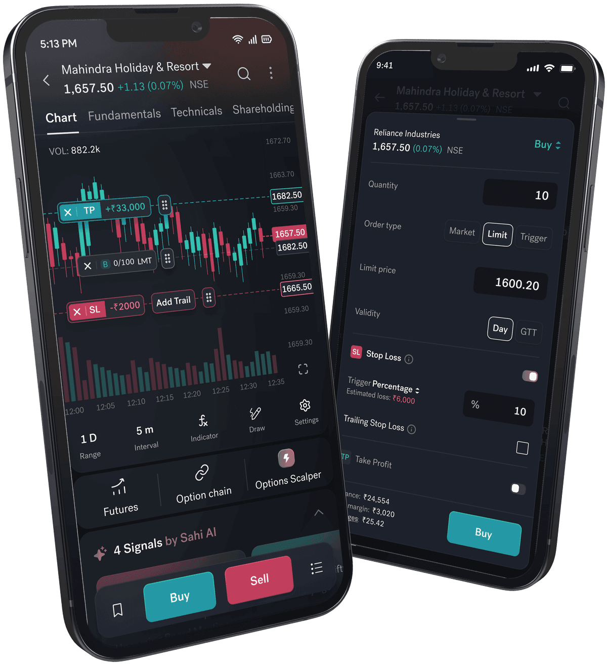 Intraday & delivery stocks trading on Sahi